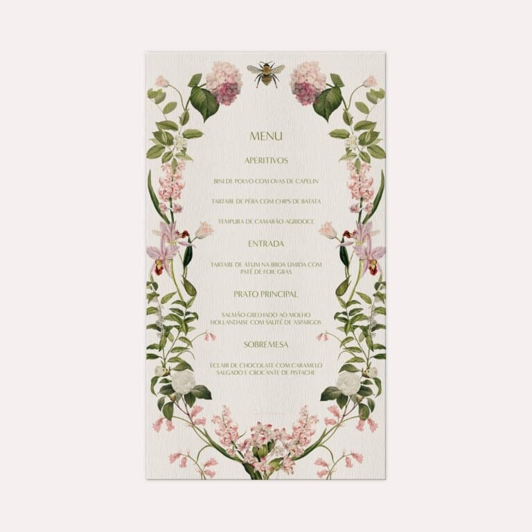 Menu Personalizado Flores Coloridas • Colmeias